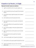 6 Digit Numbers In Words Worksheets