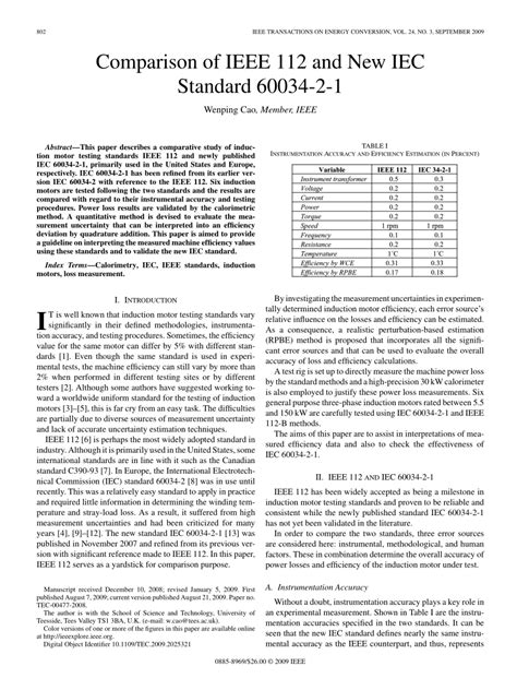 Pdf Comparison Of Ieee 112 And New Iec Standard 60034 2 1
