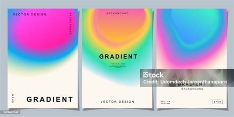 화려한 포스터 세트입니다 네온 불빛이 있는 자유형 모양 배너 표지 소셜 미디어 게시물에 대한 액체 그라데이션이 있는 추상적인