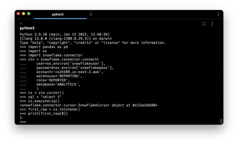 Connecting To And Querying Snowflake From Python Hex