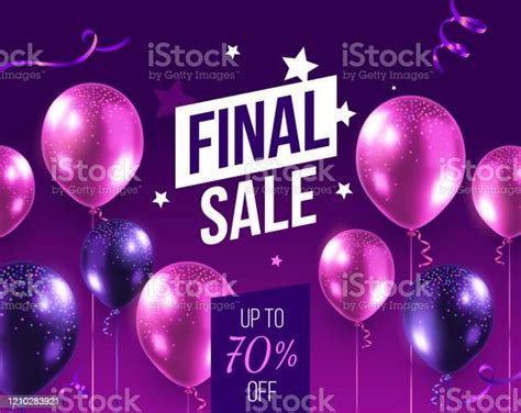 텍스트와 어두운 배경에 3d 사실적인 분홍색과 보라색 공기 풍선 벡터 최종 판매 그림 풍선에 대한 스톡 벡터 아트 및 기타 이미지 풍선 3차원 형태 분홍 Istock