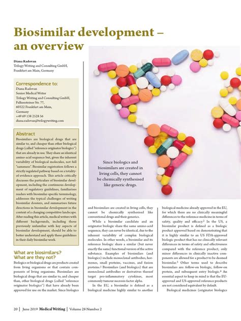 Biosimilar Development An Overview Correspondence To Pdf