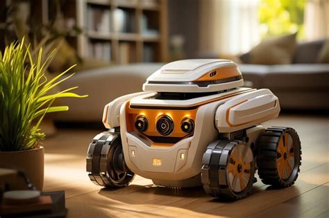 Premium Ai Image Cute Cleaning Robot Vacuuming