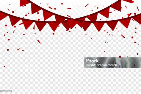 많은 떨어지는 작은 빨간 색종이와 리본이 투명한 배경에 고립되어 떨어집니다 스위스 싱가포르 터키 일본 인도네시아 플래그 색상 개념 벡터 기에 대한 스톡 벡터 아트 및 기타