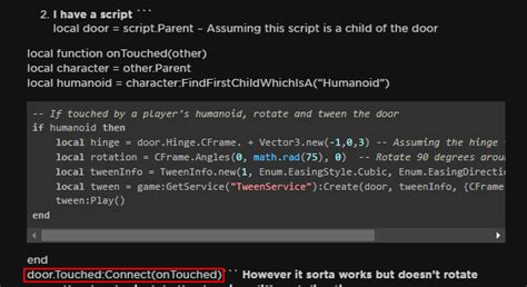 Open Door When Colliding Scripting Support Developer Forum Roblox