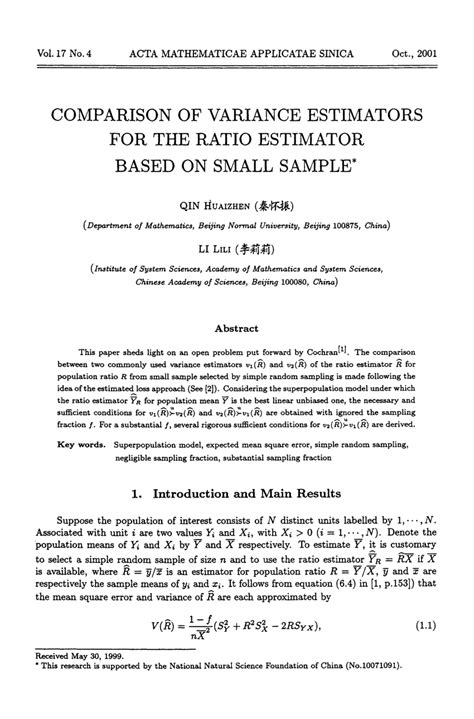 pdf comparison of variance estimators for the ratio estimator based