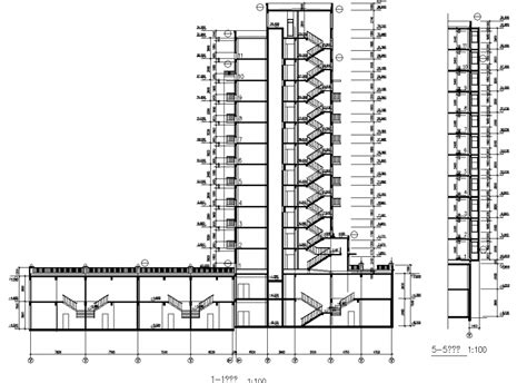 Multistory Apartment Section Drawing In Dwg File