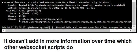 Feed Systemctl Into Python Websocket Systemctl Missing New Information Stack Overflow