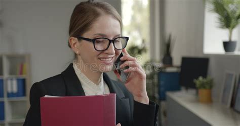 Woman With Notepad Talking By Phone At Office Stock Video Video Of Confidence Female 262365167