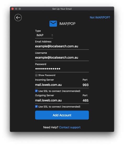 Configure Outlook For Apple Mac Localsearch Knowledge Base