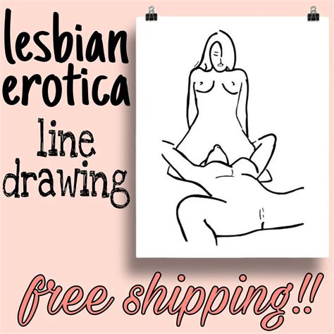 Lesbian Sex Line Art Nude Women Drawing Poster XXX Sketch Beautiful Erotic Art Naked Lesbian