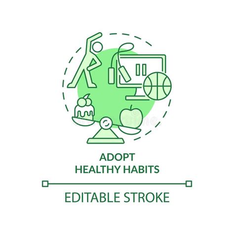 Adopt Healthy Habits Green Concept Icon Stock Vector Illustration Of