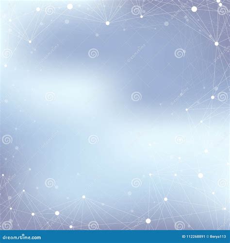 Geometric Grey Background Molecule And Communication Connected Lines With Dots Stock