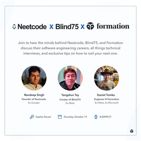 Yangshun Tay On Linkedin Come Join Me At The Neetcode X Blind75 X Formation Panel Thank You