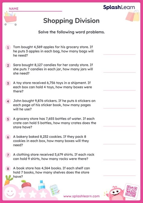 4th Grade Math Division Word Problems Worksheets Free And Printable Splashlearn