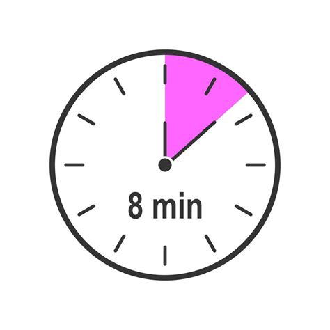 Timer Icon With 8 Minute Time Interval Countdown Clock Or Stopwatch