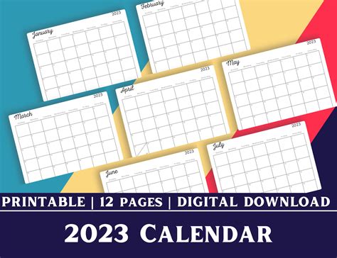 2023 Monthly Calendar Landscape Minimalist Printable Etsy