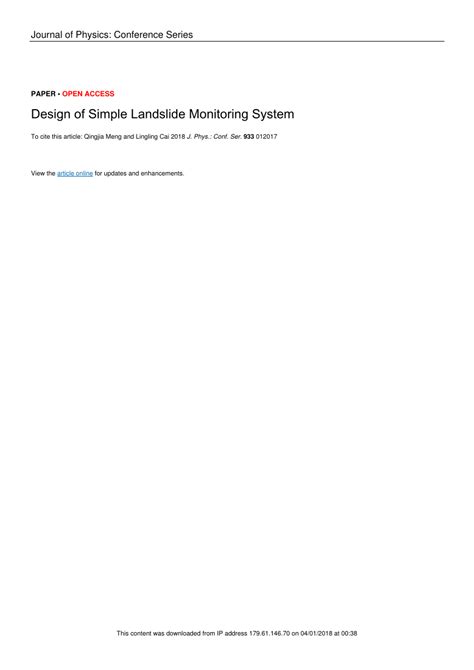 PDF Design Of Simple Landslide Monitoring System