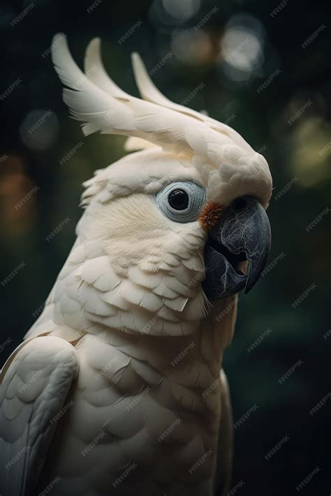 Premium Ai Image A White Cockatoo With A Black Beak And A Black Beak