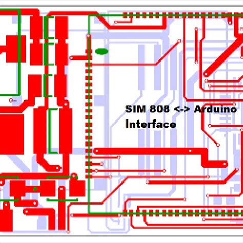 Gambar 7 PCB Dimana SIM 808 Terpasang Dan Interface Ke Arduino Uno