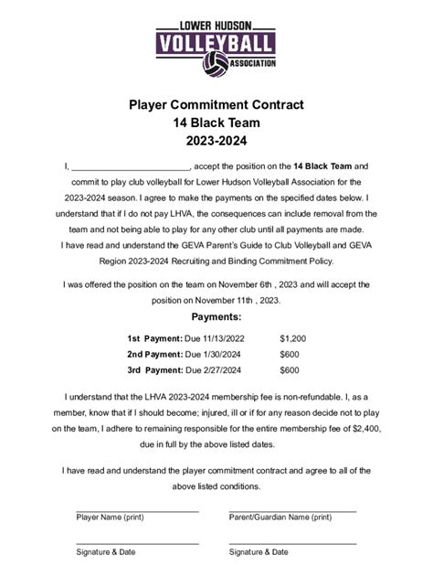 Fillable Online Player Commitment Contract Fax Email Print Pdffiller