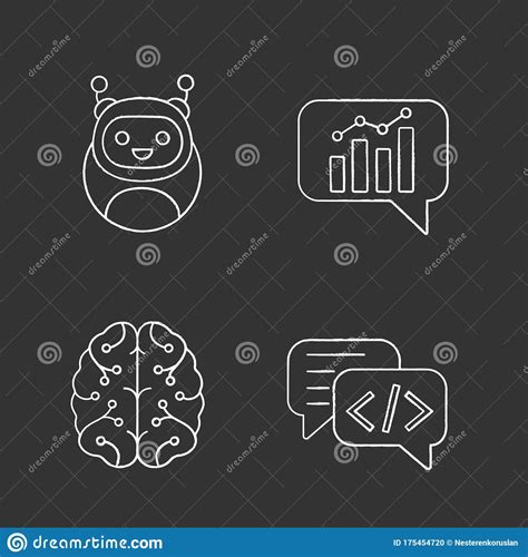 Chatbots Chalk Icons Set Stock Vector Illustration Of Assistant