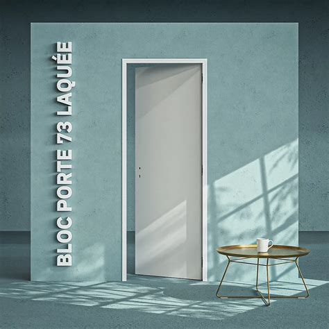 Bloc Porte Blanc Laqué Plane H 204 X L 73 Cm Poussant Droit