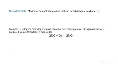 How To Calculate The Theoretical Yield Of A Chemical Reaction Chemistry Study Com