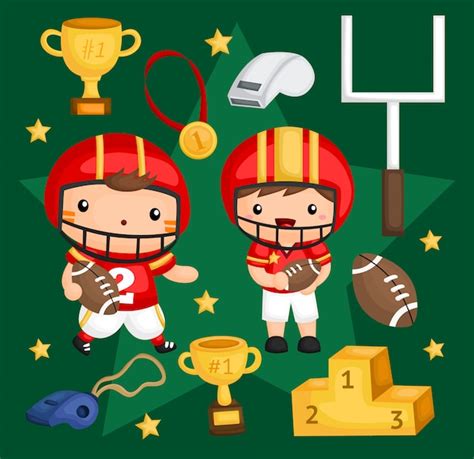 Набор для американского футбола Премиум векторы