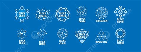 Satu Set Logo Vektor Abstrak Blockchain Logo Koneksi Blockchain Vektor