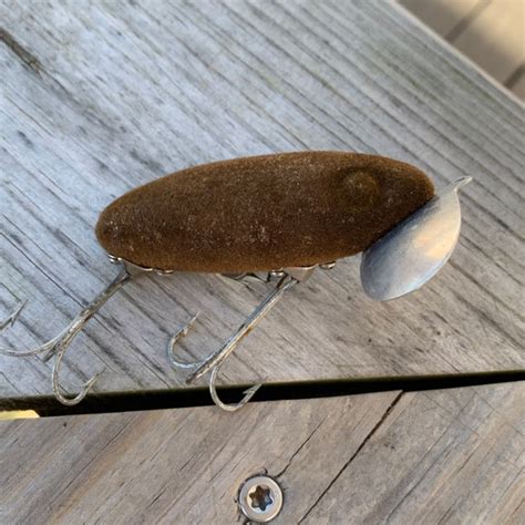 Jitterbug Lure Brown Flocked Mouse Finish 2 5 8 Vintage Etsy