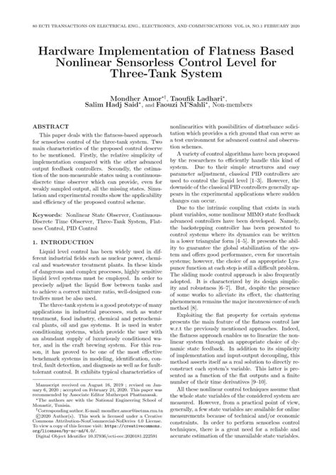 PDF Hardware Implementation Of Flatness Based Nonlinear Sensorless Control Level For Three