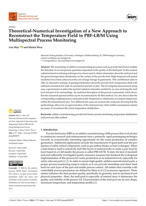 Pdf Theoretical Numerical Investigation Of A New Approach To Reconstruct The Temperature Field