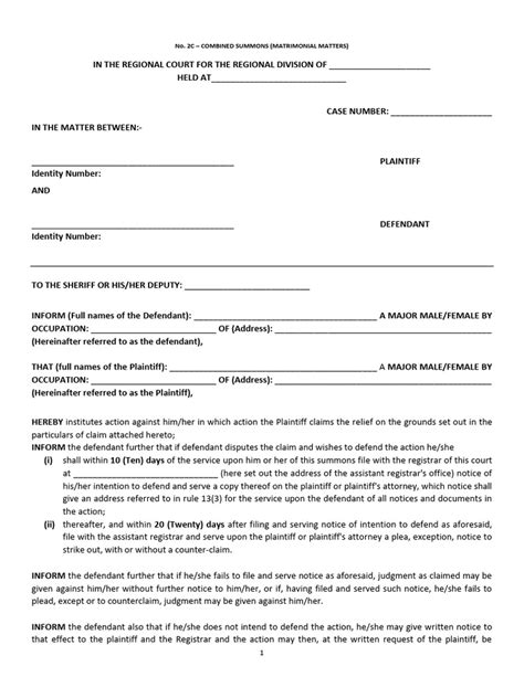 Regional Court Divorce Summons Pdf Legal Guardian Marriage