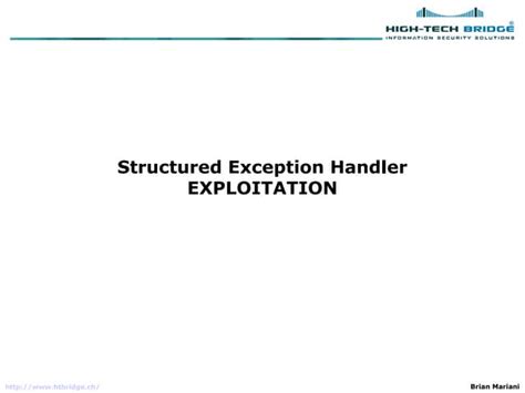 Structured Exception Handler Exploitation Ppt