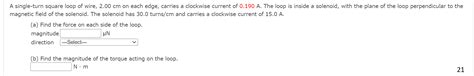 Solved A Single Turn Square Loop Of Wire Cm On Each Chegg