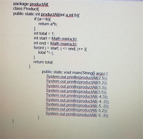 Solved Write A Public Static Method Name Productall That