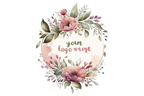 Watercolor Floral Logo Round Floral Logo Modern Watercolor Logo Logo