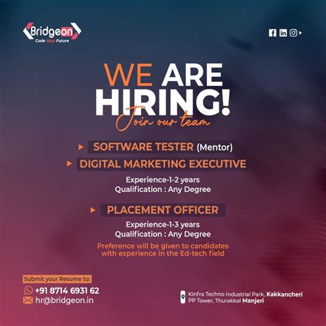 Bridgeon Solutions On Linkedin We Are Hiring Embrace The Journey Unleash Your Potential Join