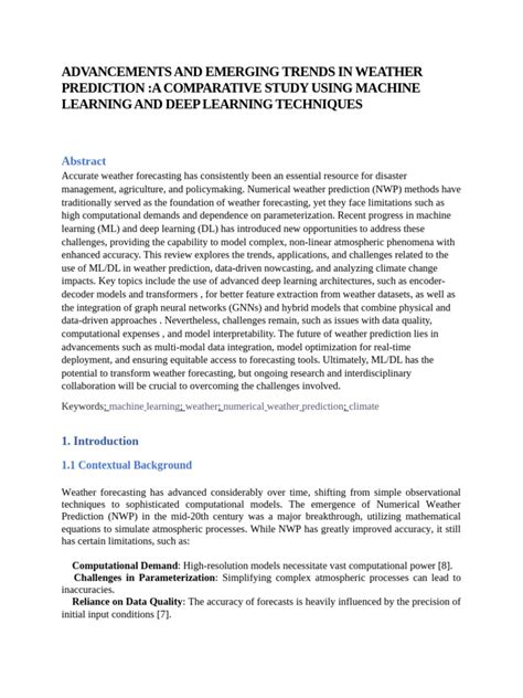 Advancements And Emerging Trends In Weather Prediction Using Machine