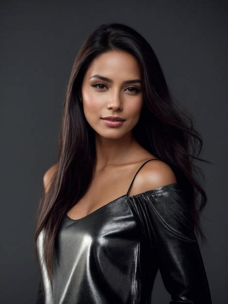 Premium Ai Image Brunette Woman Long Straight Hair