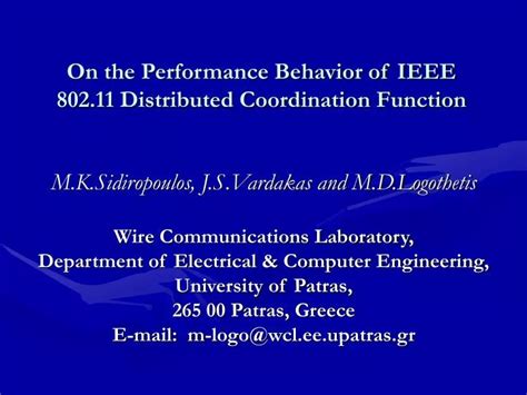 Ppt On The Performance Behavior Of Ieee 80211 Distributed