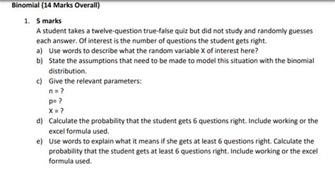 Solved Binomial 14 Marks Overall 1 5 Marks A Babe Chegg Com