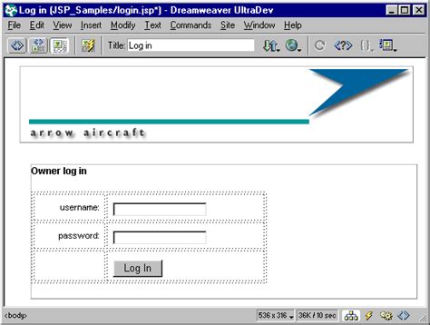 macromedia dreamweaver ultradev arrow aircraft 4 restricting access to the site building the