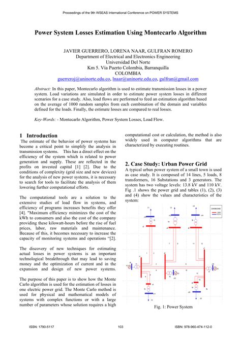 pdf power system losses estimation using montecarlo algorithm