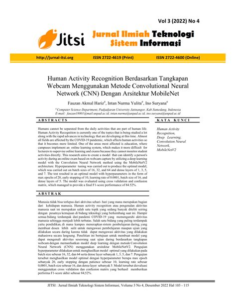 Pdf Human Activity Recognition Berdasarkan Tangkapan Webcam