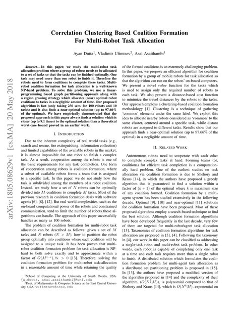 Pdf Correlation Clustering Based Coalition Formation For Multi Robot