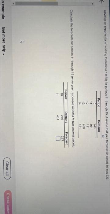 Solved Develop An Exponential Smoothing Forecast α 0 65