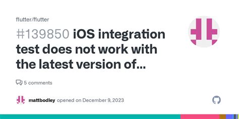 Ios Integration Test Does Not Work With The Latest Version Of Flutter