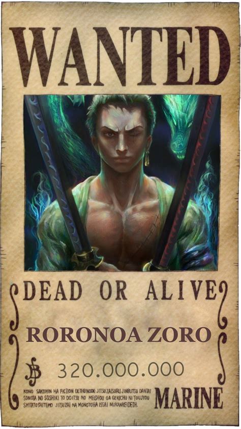Wanted Poster One Piece Zoro